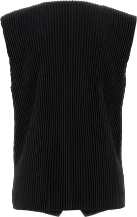 Homme Pliss&eacute; Issey Miyake Pleated Polyester Vest - Black