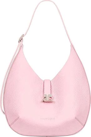 Courr&egrave;ges Femme, Sacs, Rose, Taille: ONE Size Small Hobo Grained Leather Bag