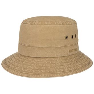 Stetson Reston Freizeithut Damen Herren Schlapphut Bio-Baumwolle Packable Baumwollhut 40-facher UV-Schutz Fr&uuml;hjahr Sommer Dunkelbeige M (56-57 cm)