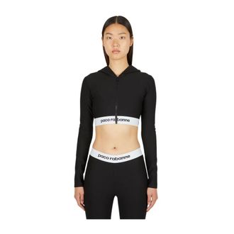Paco Rabanne Cropped Kapuzenpullover - - Sweatshirts & Hoodies - Damen - Schwarzk - XS