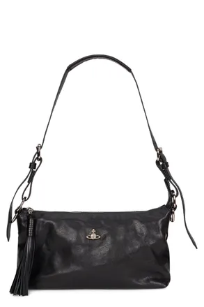 Vivienne Westwood Womens Shoulder Bag Emma Black Leather Calfskin