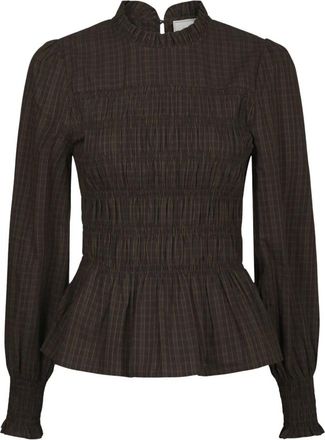 Neo Noir Blouse Possa &agrave; Gros Carreaux - Femme - Blouses et Chemises - Brun - Taille: 36 FR