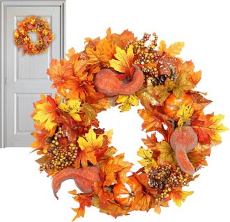 Generic Couronne DAutomne Pour Porte | D&eacute;coration De Porte Thanksgiving Auto E 50 Rtificielle Pour Int&eacute;r R Printemps Ween, Mural Maison Porche