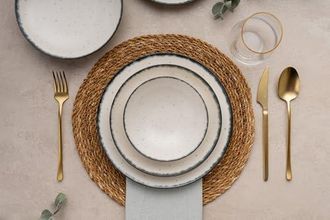 Hermia Elegant 24-Piece Dinner Set, 100% Porcelain | Includes Service Plates, Bowls, Dessert Plates | Dishwasher & Microwave Safe | Perfect for Any Occasion