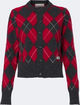 Ami Cardigan Argyle aus Schurwolle