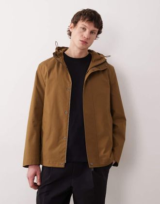Mango Parkajacke in Hellbraun mit hohem Baumwollanteil, Rei&szlig;verschluss und Kapuze-Brown