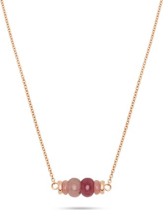 Tamaris Necklace - Kette mit bunten Natursteinen aus Edelstahl - IP Ros&eacute;gold - Rolokette verstellbar bis 45 cm - wasserfest & hautfreundlich