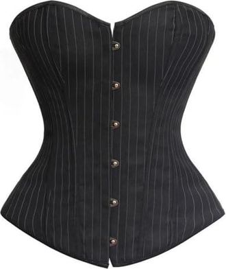 Generic Corset bustier à rayures pour femme - Lingerie exotique Korsett, 2811 noir, M