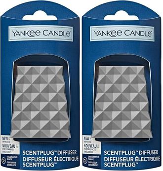 Yankee Candle Company ScentPlug Diffusor | Lufterfrischer-Sockel | Silber facettierter dekorativer Lampenschirm | UK 3-poliger Stecker (Packung mit 2)