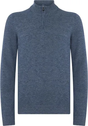 Fedeli Homme, Pulls, Bleu, Taille: L Pull bleu fonc&eacute; &agrave; col montant &eacute;l&eacute;gant