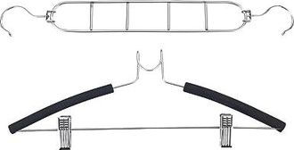 Maximex Raumspar-Bügelsystem 5tlg, 4er-Set - Senkrecht hängende Edelstahl-Kleiderbügel, Edelstahl rostfrei, 6 x 51 x 1 cm, Silber glänzend