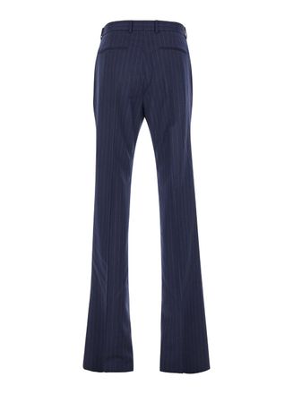 Givenchy Mens High Waist Blue Flared Pants Wool Virgin Trousers