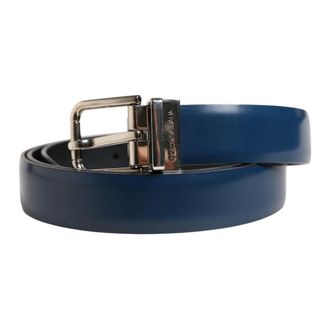 Dolce & Gabbana Homme, Accessoires, Bleu, Taille: ONE Size Classic Leather Metal Buckle Belt