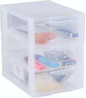 Sundis Orgamix, schubladenbox aus Kunststoff, 3 transparente Schubladen im Format A5, Höhe 25,5 cm, stapelbar, ideal zur Aufbewahrung von Kosmetika, Schmuck,