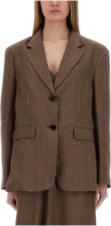 Alysi Femme, Vestes, Multicolore, Taille: 36 FR Blazer &agrave; rayures micro simple boutonnage