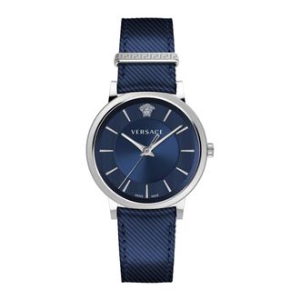 Versace Blaues Zifferblatt Kreis Uhr - - Accessories - Herren - Grau - ONE SIZE