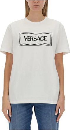 Versace Femme, Tops, Blanc, Taille: 36 FR Logo Box T-Shirt