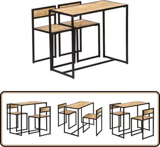 vidaXL 3-tlg. Essgruppe Massivholz Mango - Essgruppe - Holztisch - Mangoholz - Esszimmerm&ouml;bel - Vintage Stil