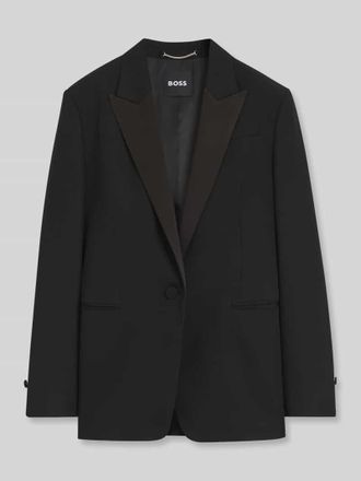 HUGO BOSS Regular Fit Longblazer aus Wolle mit Satinrevers