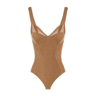 Elisabetta Franchi Body aus Strick und Spitze - - Tops - Damen - Braun - L