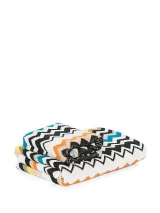 Missoni Home lot de deux serviettes à motif zig-zag - Marron