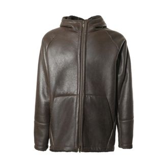 Salvatore Santoro Homme, Vestes, Brun, Taille: L Veste en cuir &agrave; capuche