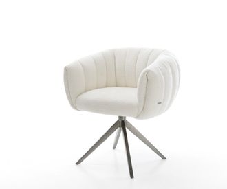 DELIFE Drehstuhl Jada-Flex Boucl&eacute; Soft Beige Kreuzgestell breit Graphit 360&deg; drehbar Wippfunktion Taschenfederkern, Esszimmerst&uuml;hle