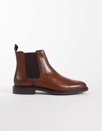 Asos Chelsea-Stiefel aus poliertem Leder in Hellbraun