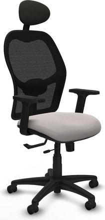 Piqueras y Crespo Schreibtischstuhl aus wei&szlig;em Kunstleder, Aloze, mit 2D-Armlehnen, h&ouml;henverstellbare Lendenwirbelst&uuml;tze und festes Kopfteil, ausgestattet mit Syncro/Tr