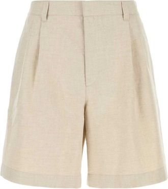 Bottega Veneta Homme, Shorts, Beige, Taille: L Linen Blend Pleated Shorts
