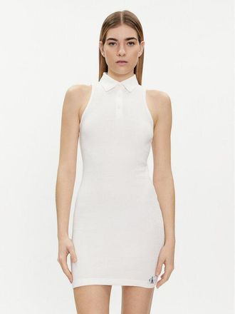 Calvin Klein Jeans Sommerkleid J20J223416 &Eacute;cru Slim Fit