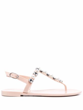 Stuart Weitzman sandales Goldie &agrave; ornements en cristal - Rose