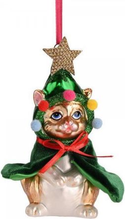 Gift Company H&auml;nger Katze mit Weihnachtsbaumkost&uuml;m, gr&uuml;n
