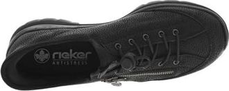 Rieker Baskets Running Noires à Talon compensé Bas et Lacets élastiqués Ronds