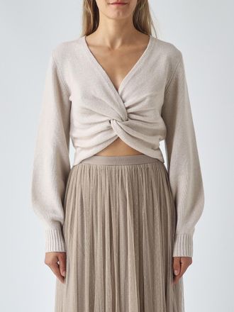 Twinset Pullover aus Wolle und Kaschmir mit V-Ausschnitt und drapiertem Knoten