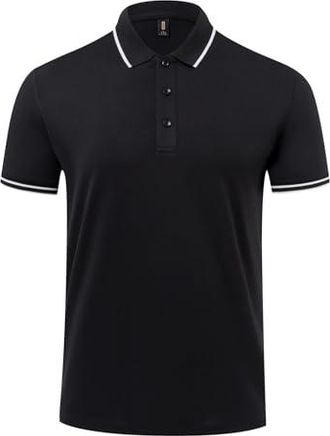 Generic Lot de t-shirts pour homme - Col rond d&eacute;contract&eacute; &agrave; manches courtes solide uni muscle coupe r&eacute;guli&egrave;re T-shirt en coton respirant, Noir, XXL