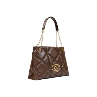 Love Moschino Womens Quilted Polyurethane Shoulder Bag Brown