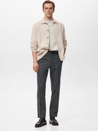 Mango Pantalon flanelle regular-fit gris chiné moyen - Homme - 38 - MANGO MAN