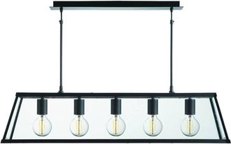 Searchlight Searchlight Voyager - 5 Licht Deckenlaterne Anhänger Bar Matt Schwarz, Glasscheiben, E27