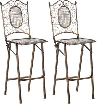 Beliani Beliani - Barstuhl 2er Set Schwarz Metall Klappbar Antik-Optik Vintage-Optik Romantischer Franz&ouml;sischer Pariser Stil Ohne Armlehne Balkon Terrasse