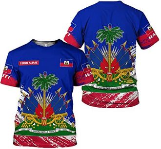 Generic Drapeau DHa&iuml;ti Personnalis&eacute; Ha&iuml;tien T-Shirt De Sport T-Shirt Confortable Tee Shirt Classique Sportswear pour Running Sport Fitness XL