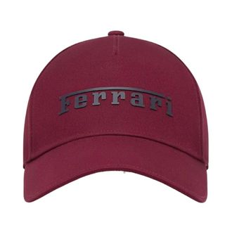 Ferrari Casquette de baseball en serg&eacute; de coton avec logo caoutchout&eacute; - Homme - Accessoires - Rouge - Taille: ONE Size