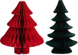 Generic Waben-Weihnachtsbaumdekoration, 3D-Papierb&auml;ume, Herzst&uuml;ck (Rot L, Gr&uuml;n L)