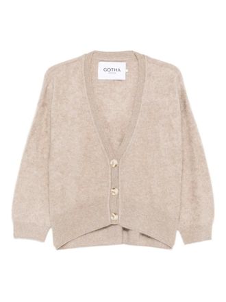Gotha Gekn&ouml;pfter Cardigan mit V-Ausschnitt - Nude