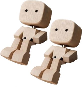Generic 2 Stück schüttelnde Holzfigur, handgefertigte Holzpuppe mit schüttelnden Füßen, lustige Holzdekoration for den Schreibtisch, Auto-Armaturenbrett-Dekor