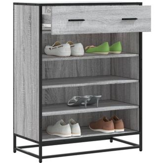 vidaXL Vidaxl - Meuble &agrave; chaussures sonoma gris bois ding&eacute;nierie et m&eacute;tal