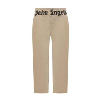 Palm Angels Homme, Pantalons, Beige, Taille: S Pantalon Chino Logo Classique