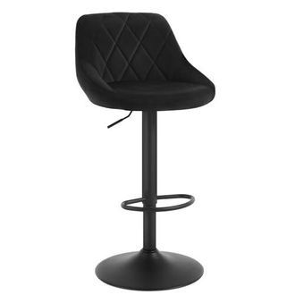 Woltu 1 x Tabouret de Bar en Velours Hauteur r&eacute;glable,Noir BH219sz-1