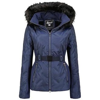 Geographical Norway Barnir Lady - Parka Longue Epaisse Chaude Femme Automne Hiver - Manteau Fin Capuche Fausse Fourure - Blouson Coupe Vent - Doudoune Elegante Femmes (Ma