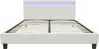 Habitat et Jardin Lit Tissu Bouclette avec LED Maria 160 x 200 cm - Cr&egrave;me